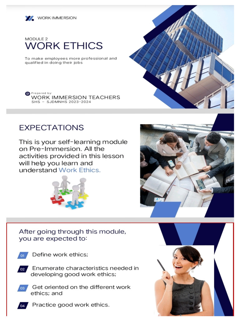 Work Ethics Work Immersion | PDF