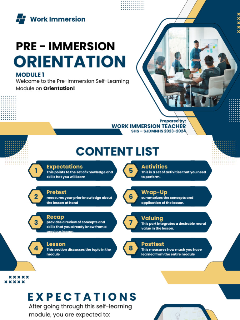 Orientation Work Immersion Pdf Curriculum Learning