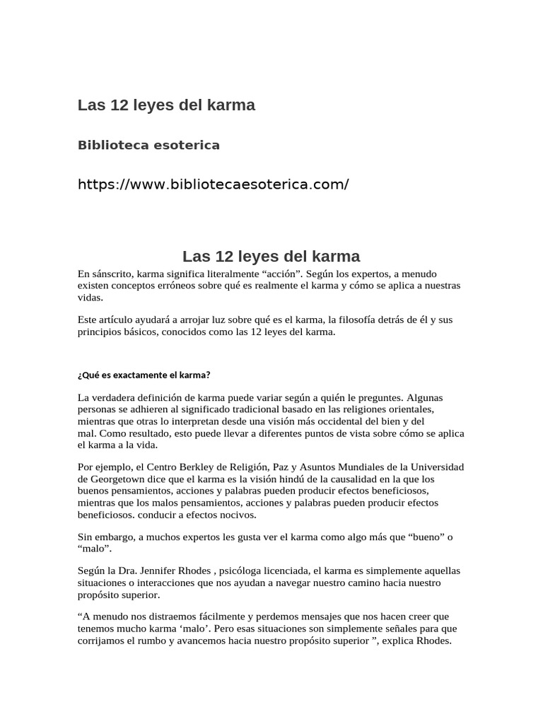 Las 12 Leyes Del Karma | PDF | Karma