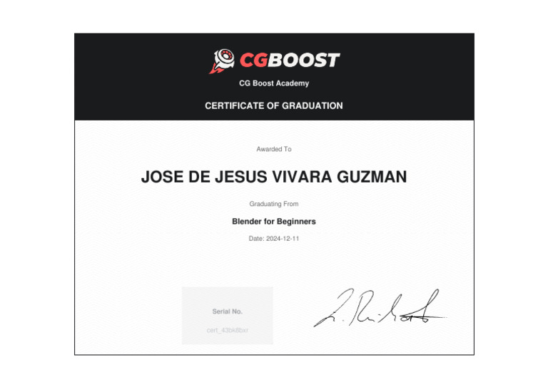 Certificate of Completion For Blender Beginners Course | PDF