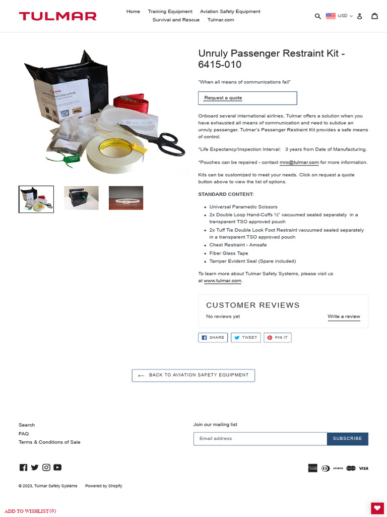 Unruly Passenger Restraint Kit Overview | PDF | Aviation
