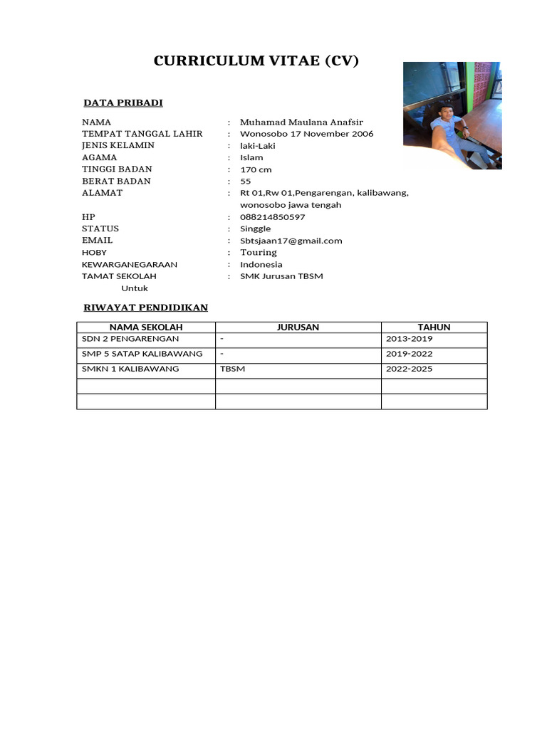 Format-CV ifan Ariyansyah | PDF