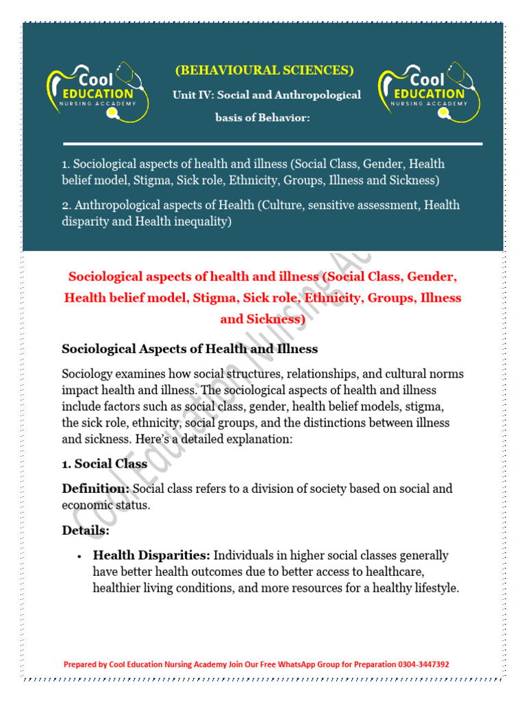 Behavioral Sciences Unit 04 by Cool Education | PDF | Health Equity ...