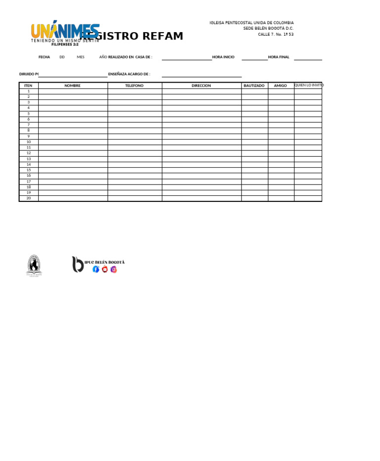 REGISTRO ASISTENCIA REFAM | PDF