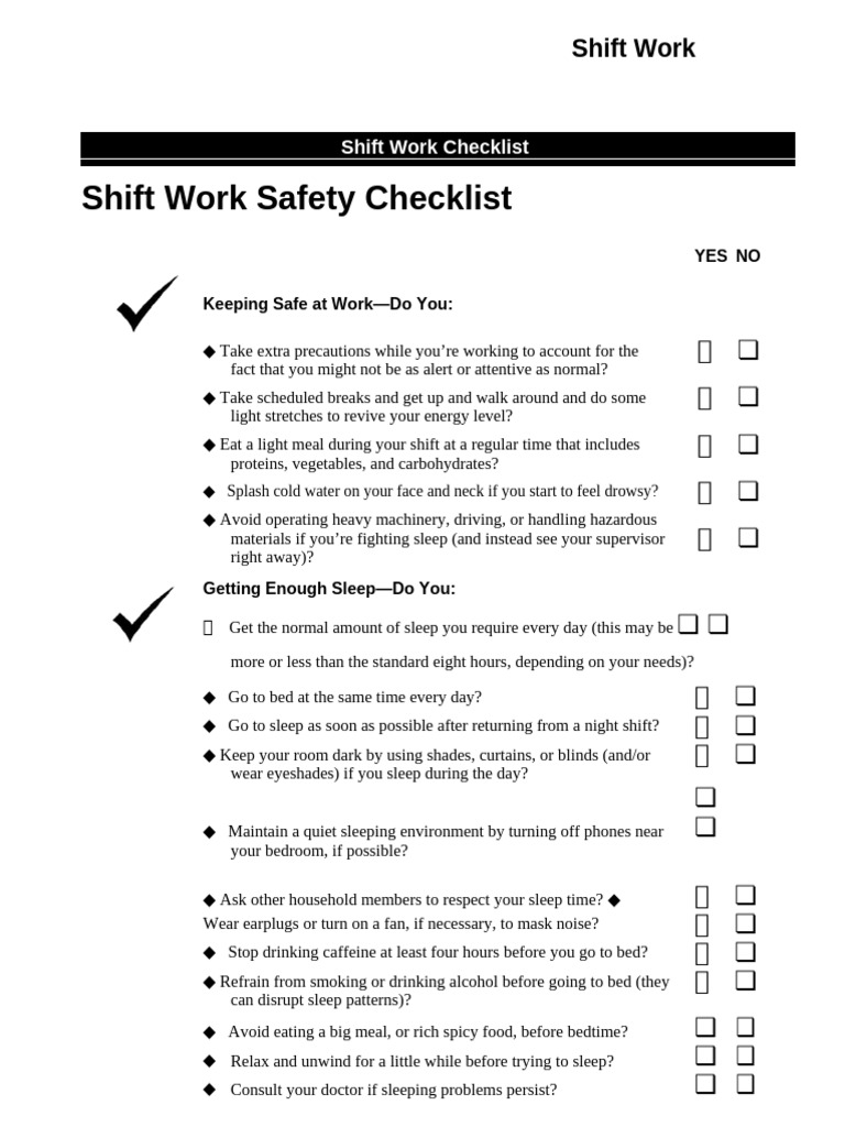 Shift-Work-Safety-Checklist | PDF | Shift Work | Sleep