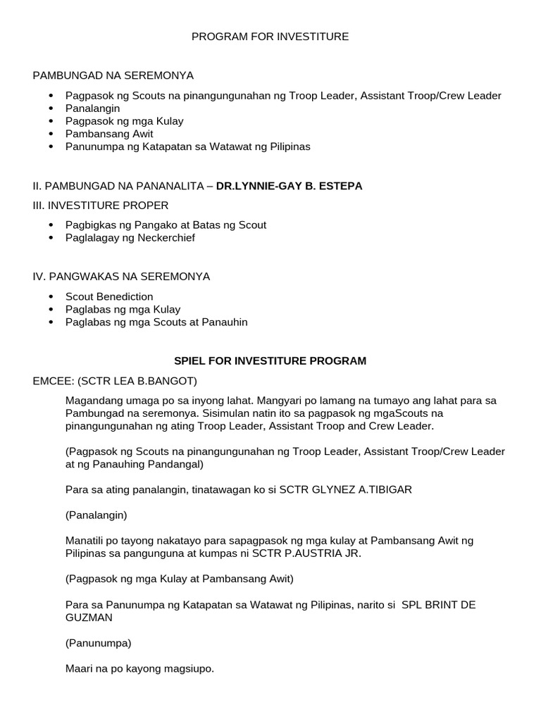 BSP Investiture | PDF