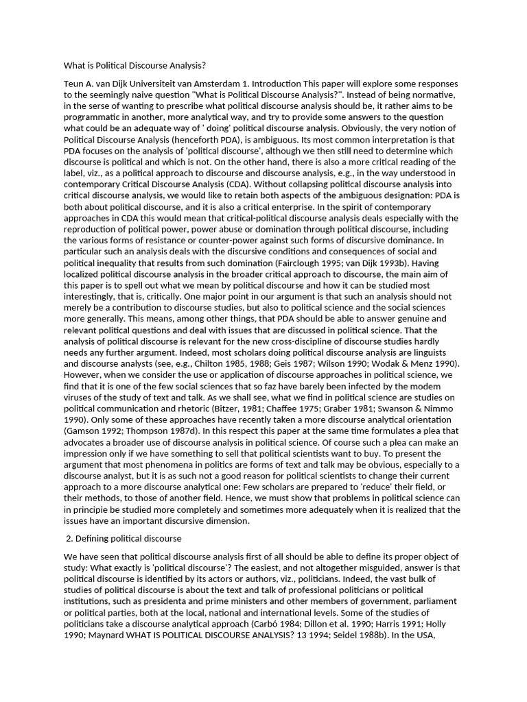 What Is Political Discourse Analysis | PDF | Discourse