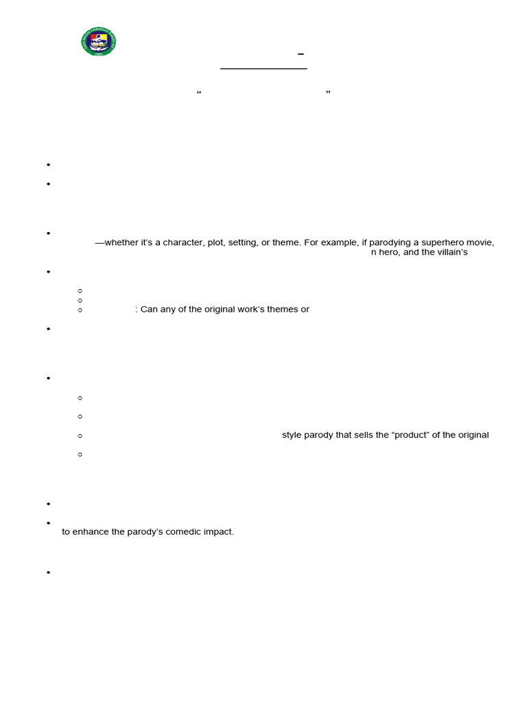 Parody Creation Challenge Guidelines | PDF | Parody | Entertainment
