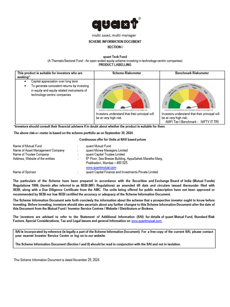 SID_quant_Teck_Fund_30_09_2024 | PDF | Investing | Securities (Finance)