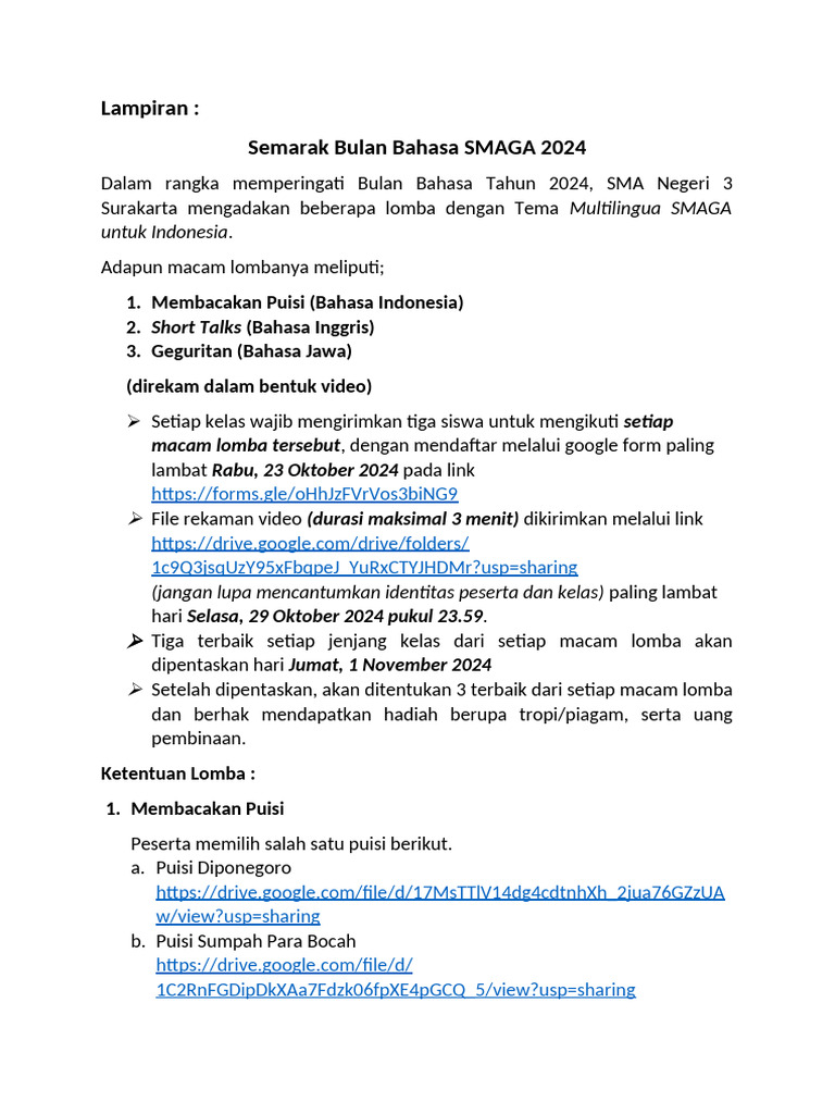 Semarak - Bulan - Bahasa - SMAGA - 2024 Rev - 1 | PDF