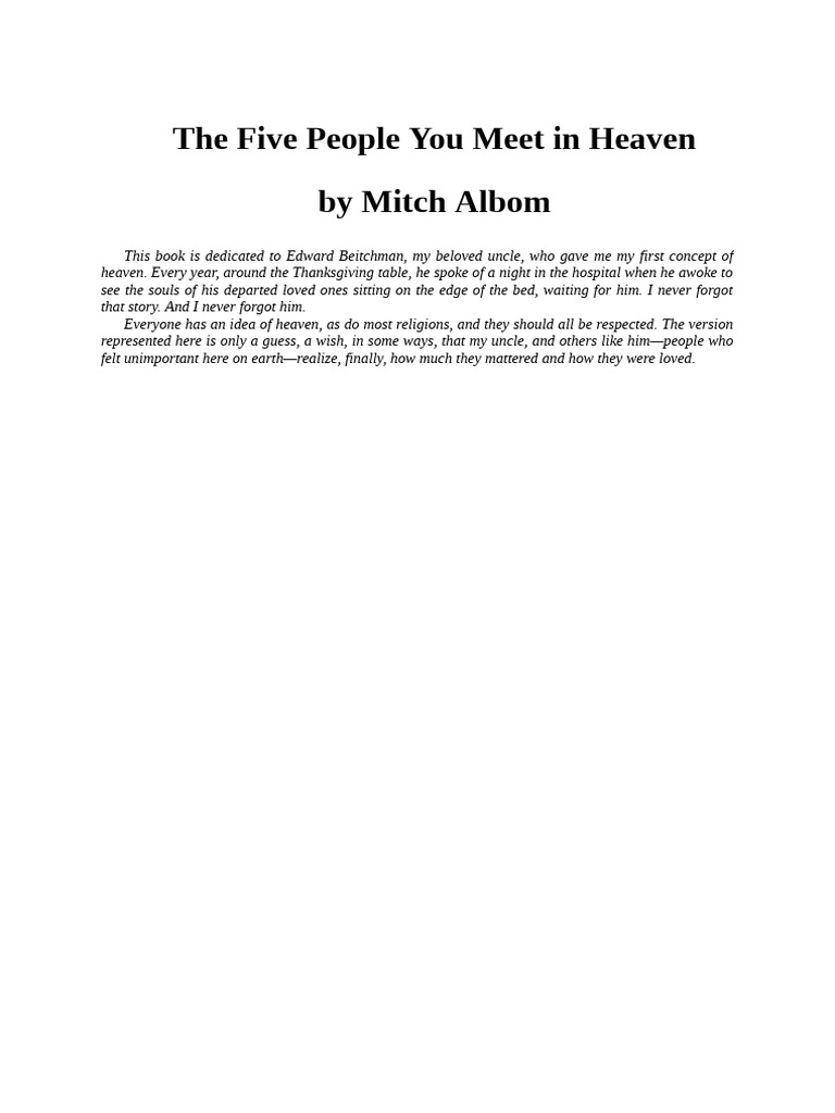 Five People You Meet in Heaven - Mitch Albom-Halaman-2 | PDF