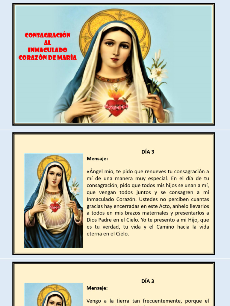 Consagración al Inmaculado Corazón: Día 3 | PDF | María, madre de Jesús ...
