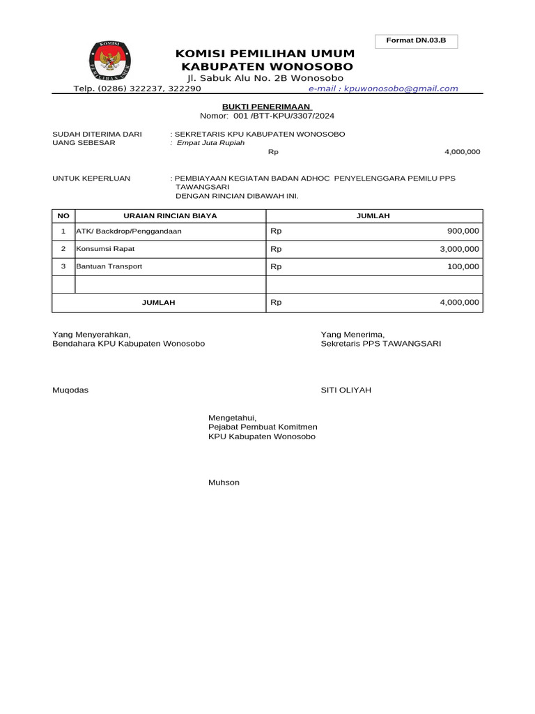 Contoh Spj-keuangan Pps Bulan Maret - April | PDF