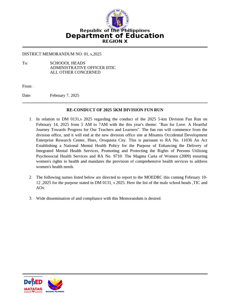 District Memo No. 1, S, 2025 | PDF
