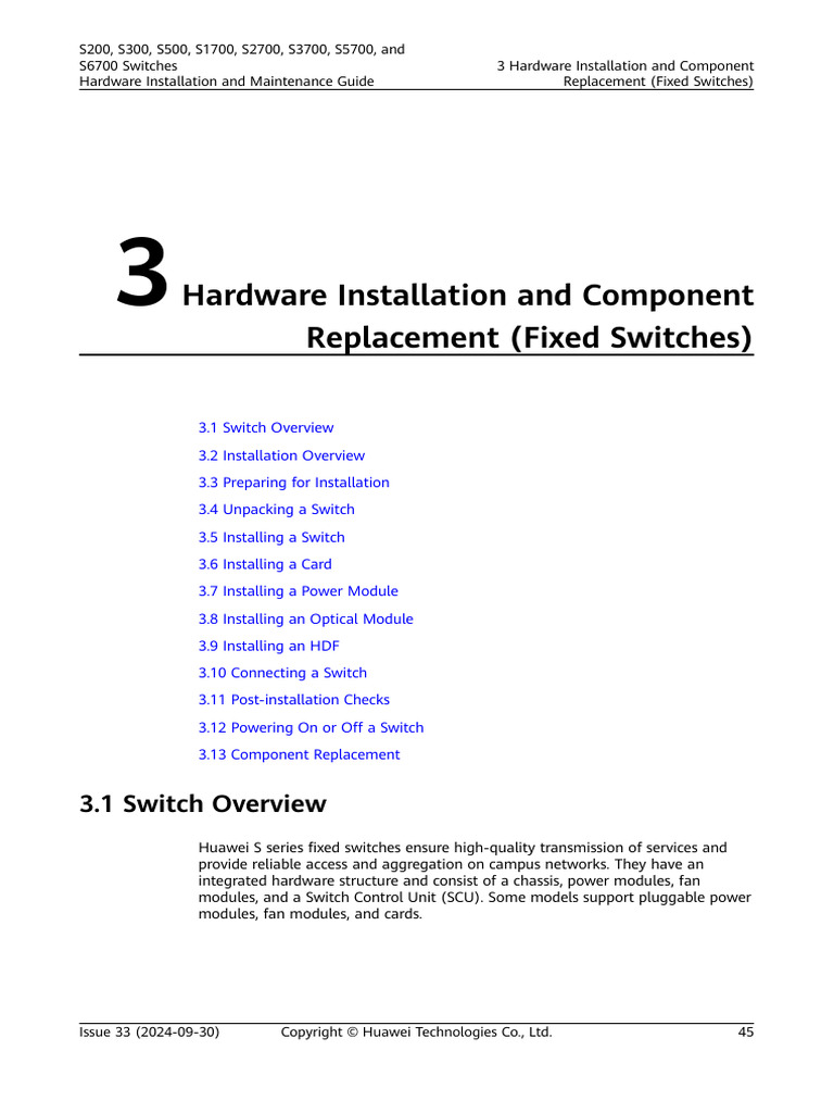 01-03 Hardware Installation and Component Replacement (Fixed Switches ...