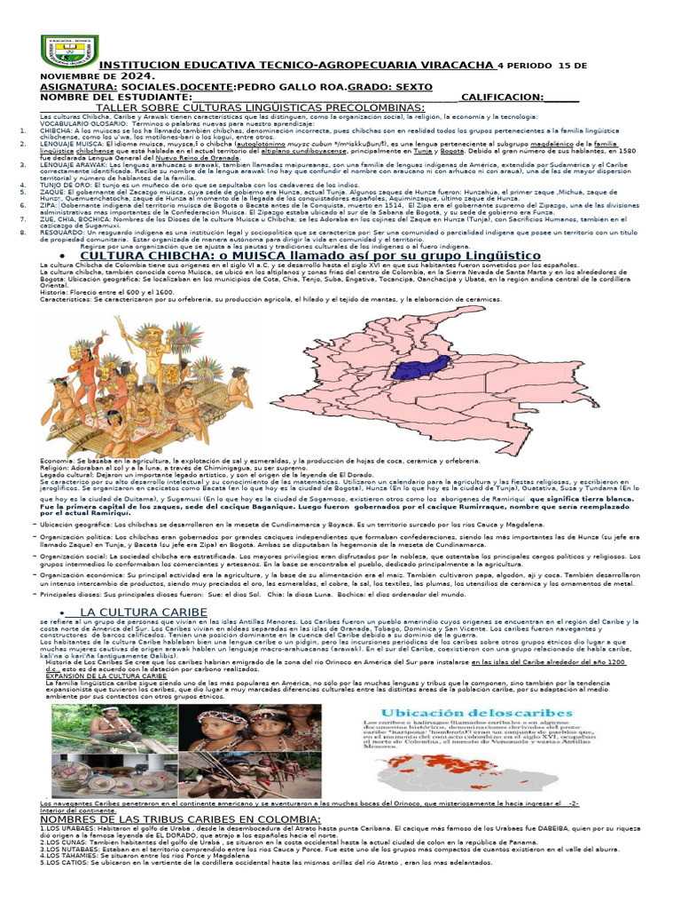 6-01 4 SOCIALES LAS CULTURAS PRECOLOMBINAS DE COLOMBIA 12345 | PDF | Pueblos Indígenas de las ...