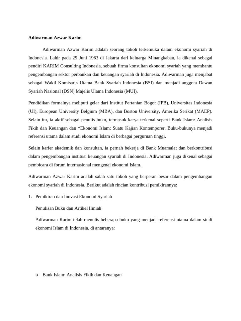 Artikel Adiwarman Azwar Karim | PDF