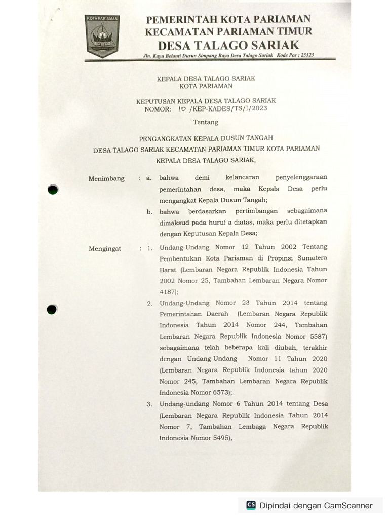 SK Kadus Pariaman | PDF