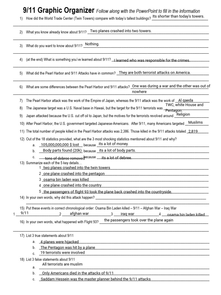 Kami Export - 9-11 Graphic Organizer (6-12) | PDF | September 11 ...