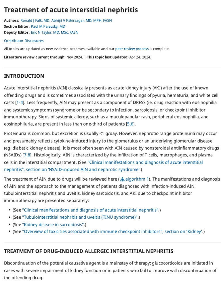 Acute interstitial nephritis TTT | PDF | Human Diseases And Disorders | Nephrology