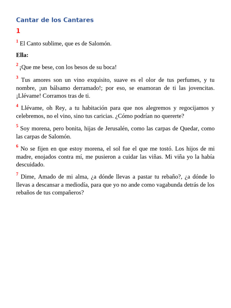 Cantar de Los Cantares 1 | PDF