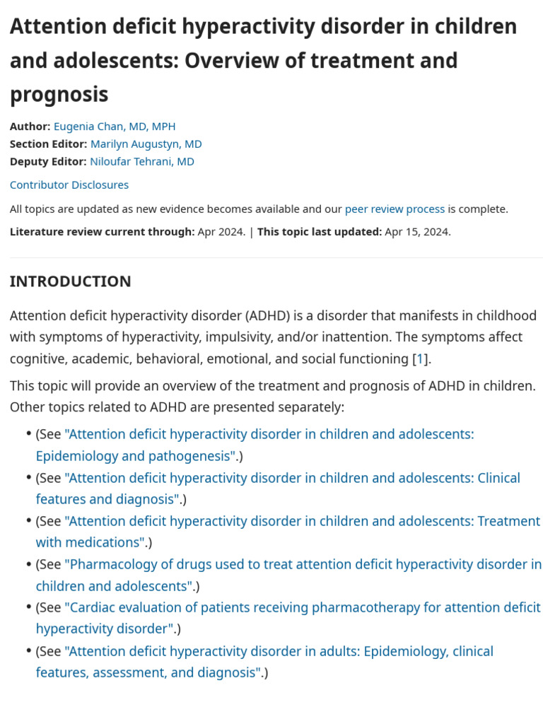 ADHD | PDF | Attention Deficit Hyperactivity Disorder | Mental Disorder