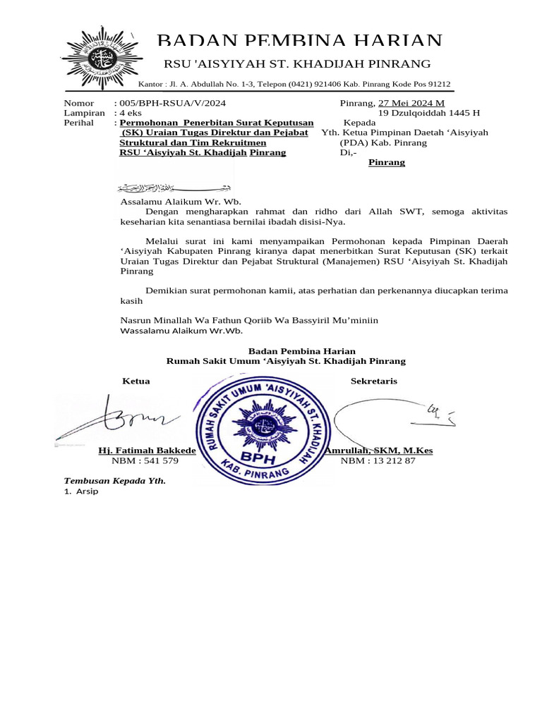 Surat Permohonan Penerbitan SK | PDF