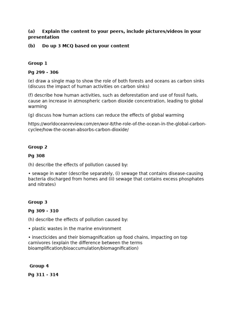 Group Task - Ecology Presentation | PDF
