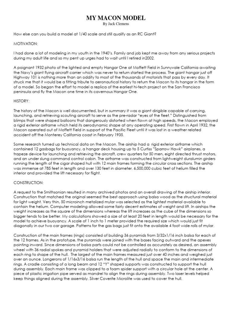 My Macon Model by Jack Clemens | PDF | Airship | Aircraft