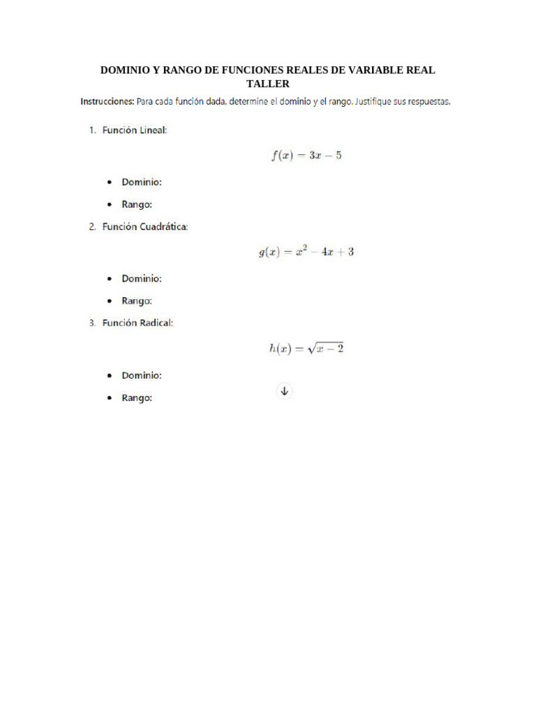 DOMINIO Y RANGO DE FUNCIONES REALES DE VARIABLE REAL | PDF