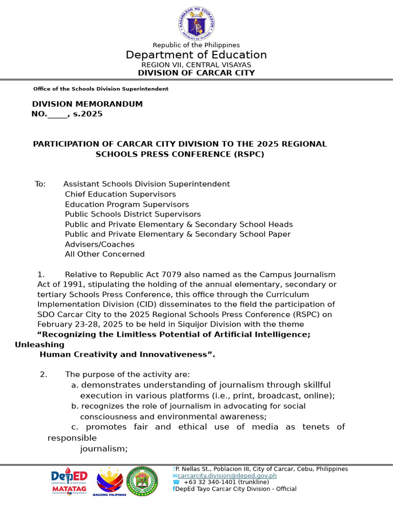 Memo For 2025 RSPC Feb.18 2025 | PDF