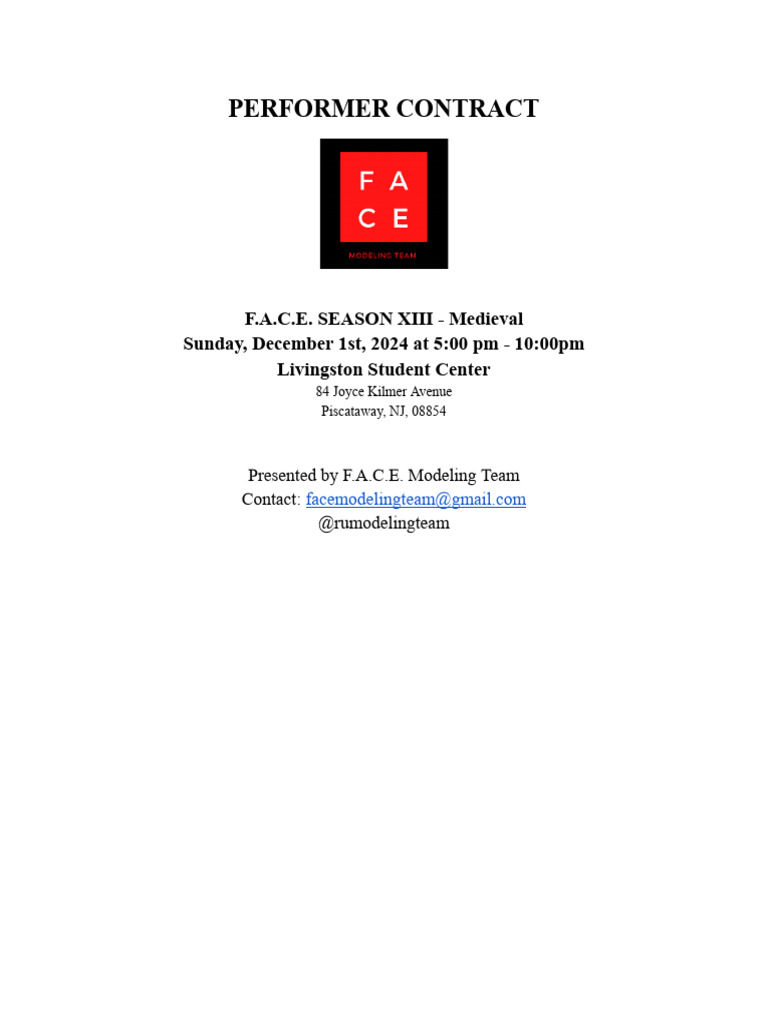 Performers Contract | PDF