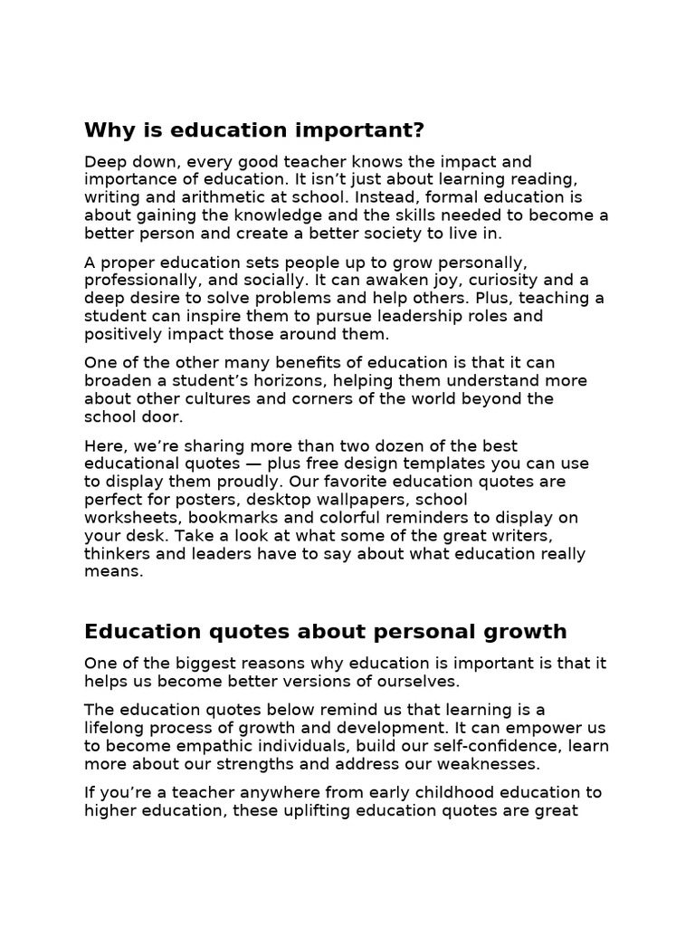 Why Is Education Important | PDF