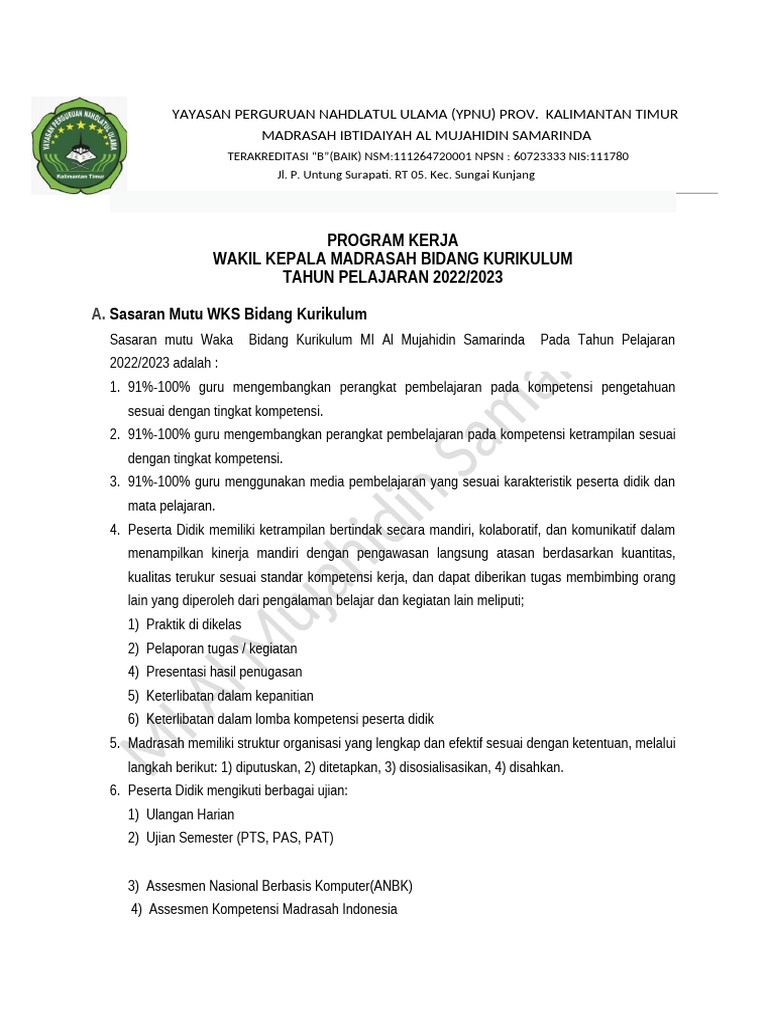 Program Kerja Sarpras | PDF