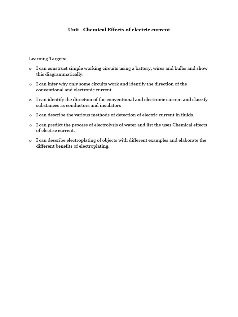 Chemical Effects of Electric Current | PDF | Electric Current | Anode