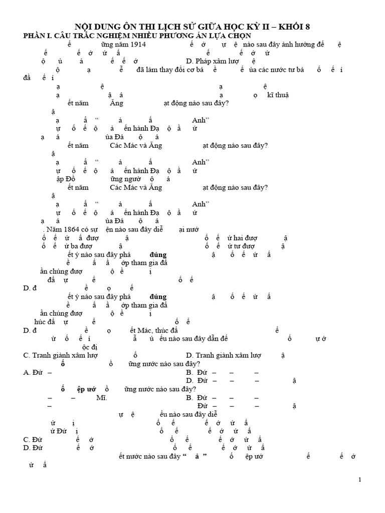 Lịch Sử 8_đề Cương Ôn Tập Gk2 | PDF