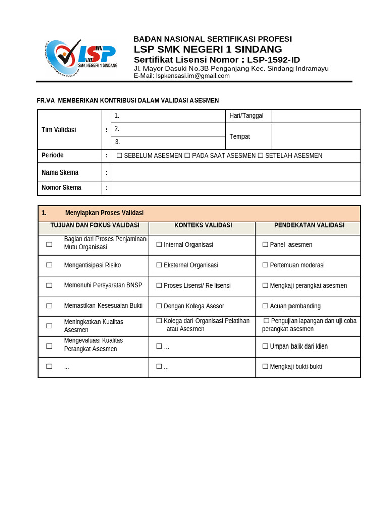 Validasi Asesmen LSP SMK Sindang | PDF