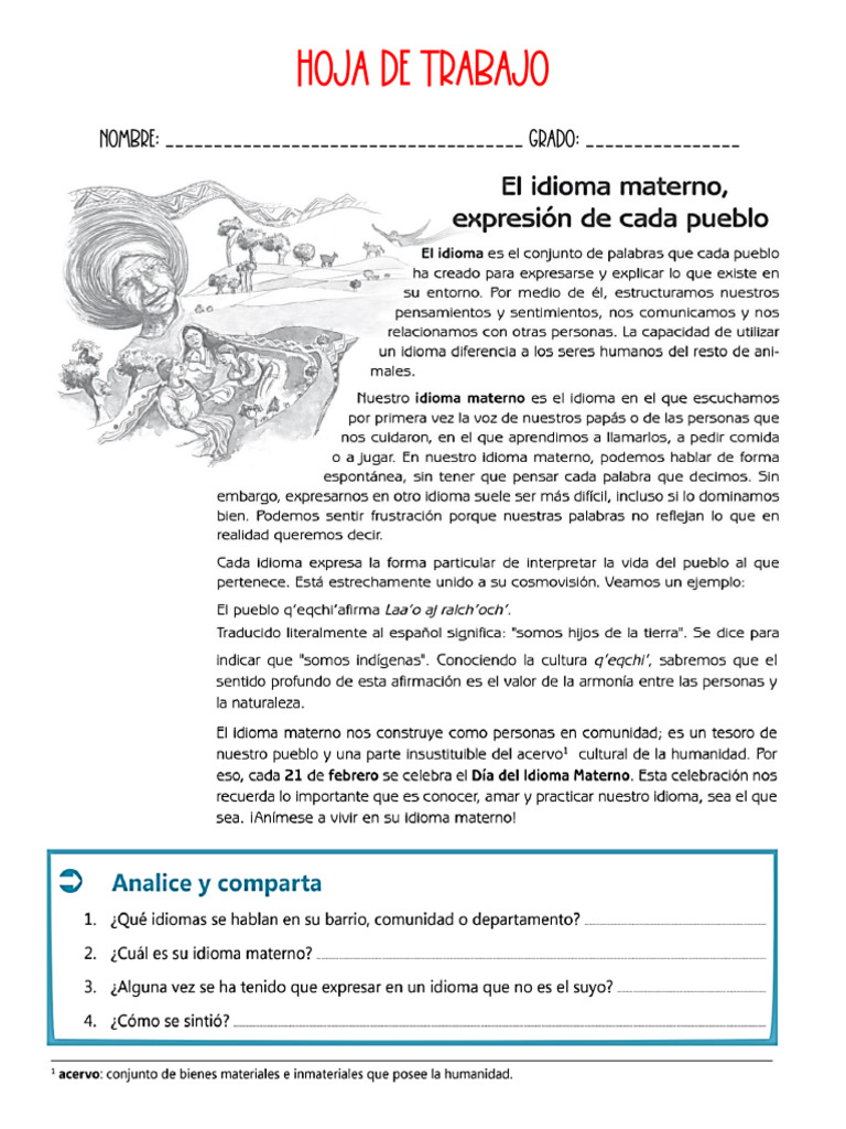 Hoja de Trabajo Primero B-sico - 12 | PDF