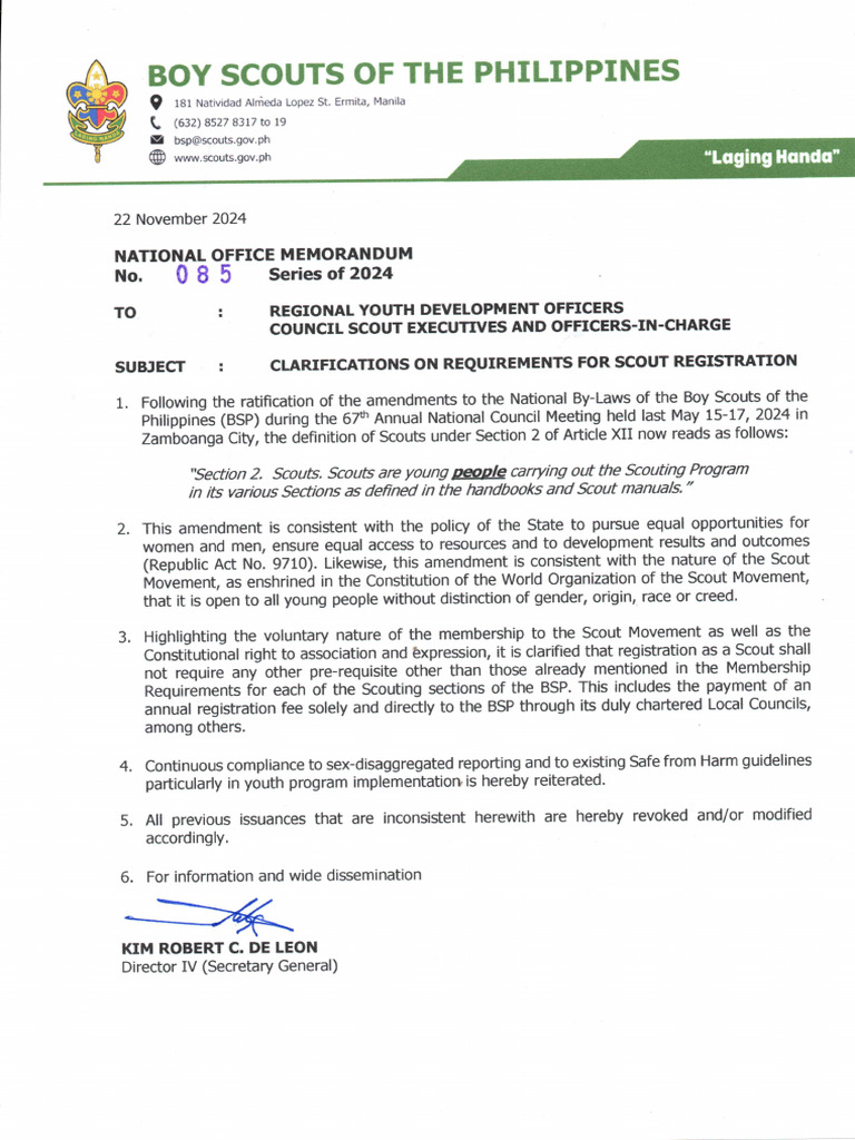 N.O. Memo No. 085 S. 2024 1 | PDF