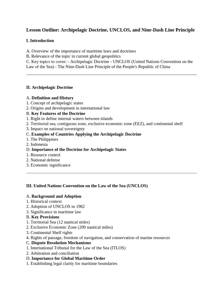 Lesson Outline NG UNCLOS - 092040 | PDF | Territorial Waters | United ...