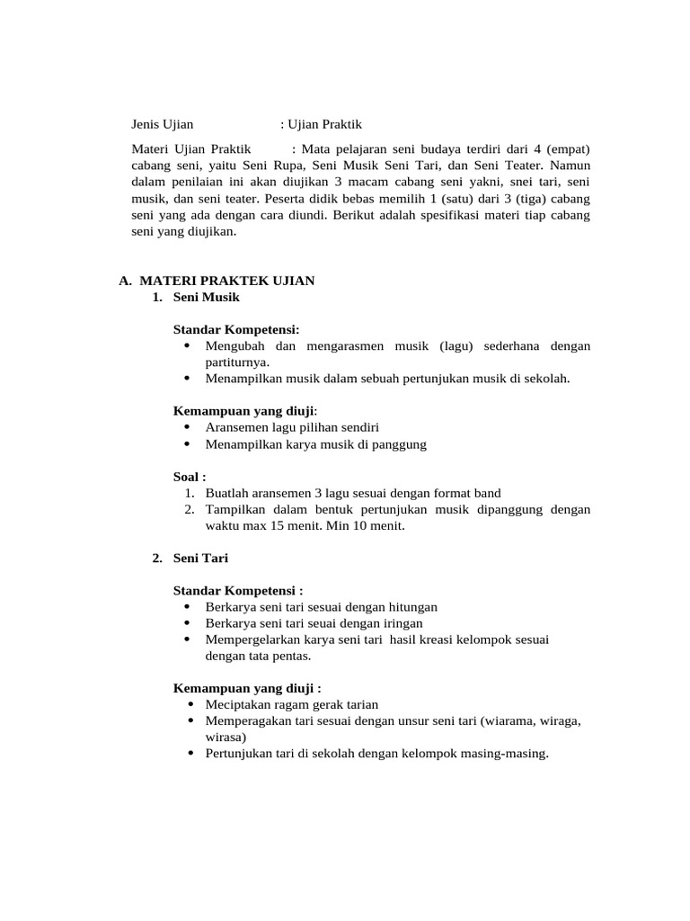 Ujian Praktek Seni Budaya | PDF