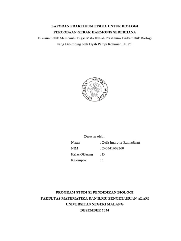 LAPORAN PRAKTIKUM GERAK HARMONIS SEDERHANA-1 | PDF