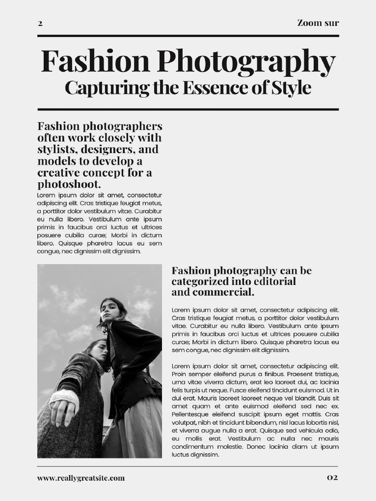 Black and Grey Modern Fashion Photography Article Page Document - 1 2 | PDF