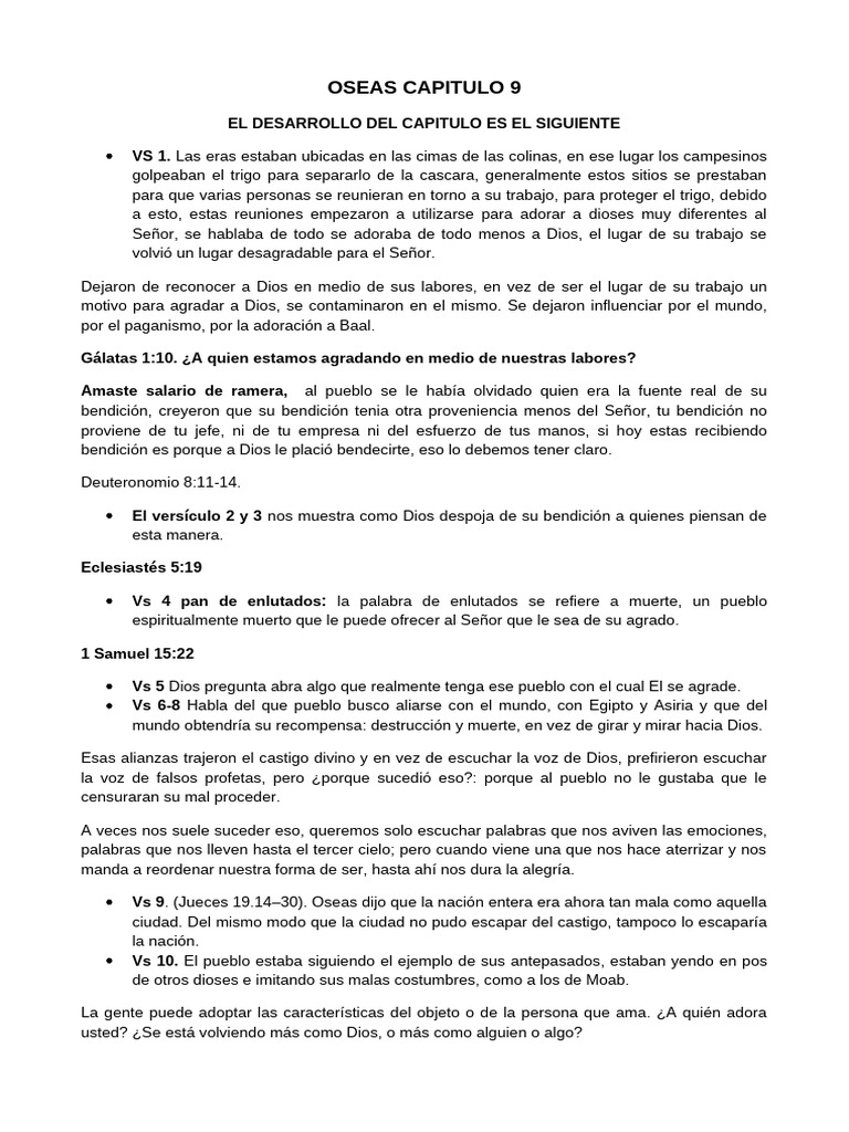 Oseas Capitulo 9 y 10 | PDF | Amor | Dios