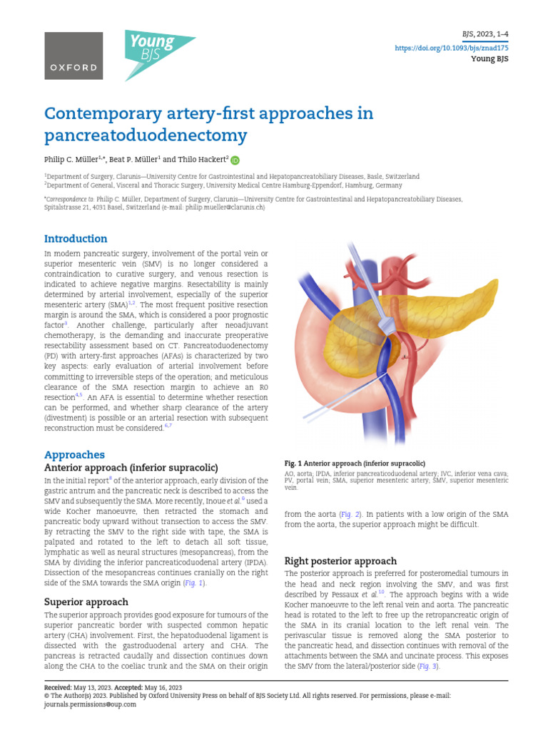 Artery-First Techniques in Pancreatoduodenectomy | PDF | Pancreas | Vein