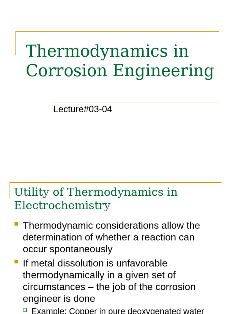03.thermodynamics in Corrosion Engineering | PDF | Corrosion | Electrochemistry