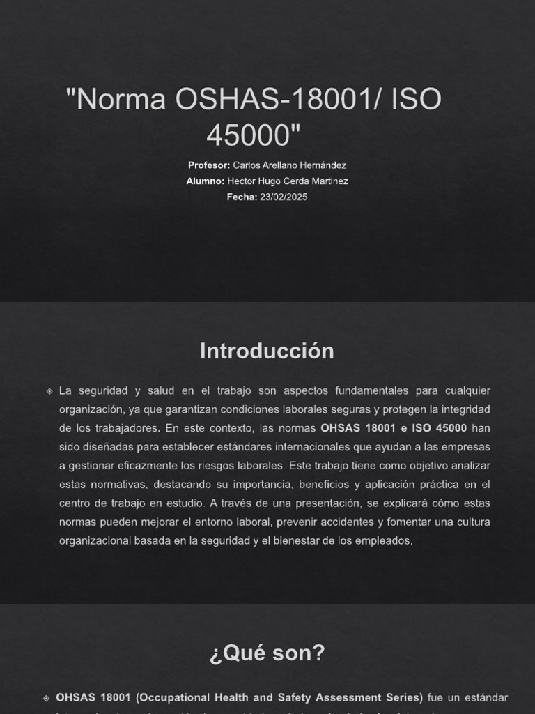 OHSAS 18001 vs ISO 45001: Claves y Beneficios | PDF