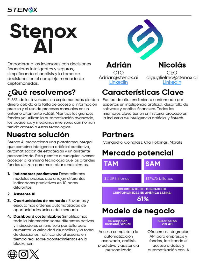 Stenox One pager | PDF | Inteligencia artificial | Inteligencia (IA) y ...