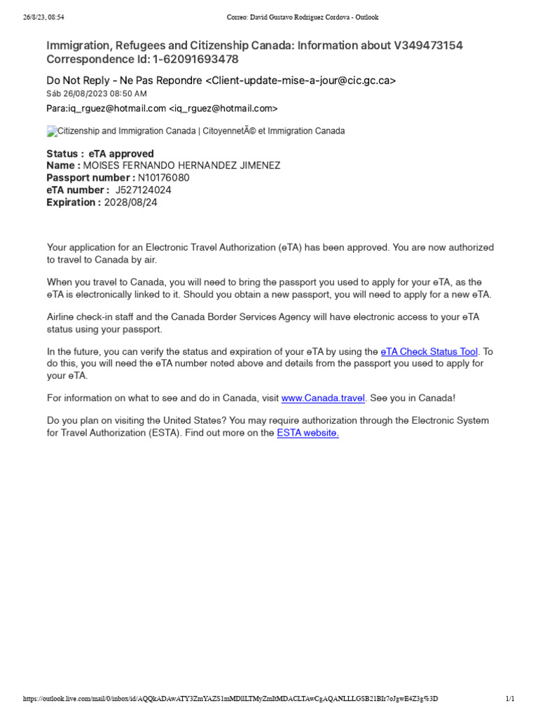 eTA Approval for Travel to Canada | PDF