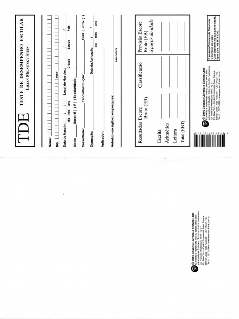 TDE - Caderno de Aplicação | PDF
